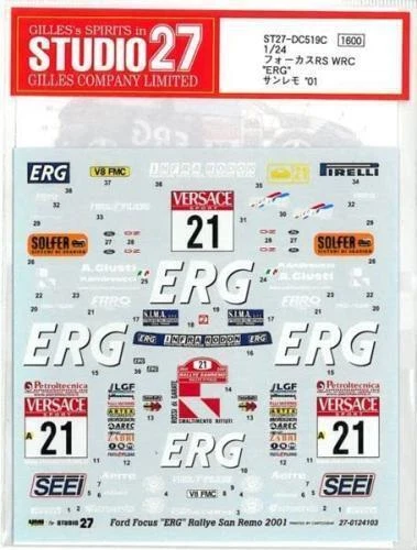 STUDIO 27 DECAL 1/24 Ford FOCUS WRC "ERG" SANREMO'01 décalcomanie pour ...