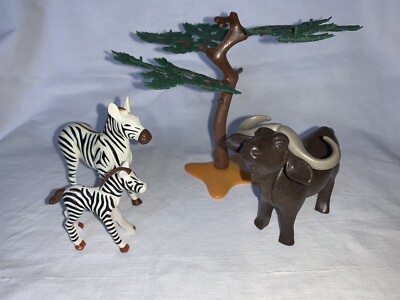 PLAYMOBIL BUFFLE AFRICAIN Avec Zebres De 4828 Savane Animaux Zoo EUR 9 ...