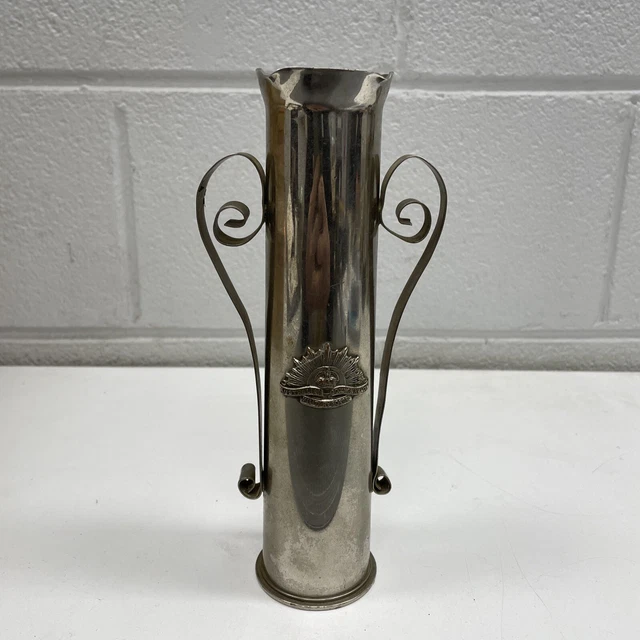 ORIGINAL ORDNANCE QF 2 Pounder Shell War WW2 Trench Art Rising Sun Vase ...