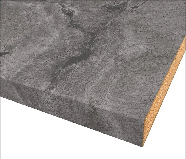 SQUARE EDGE ATLANTIC Stone Graphite Laminate Kitchen Worktop 1m x 620mm ...