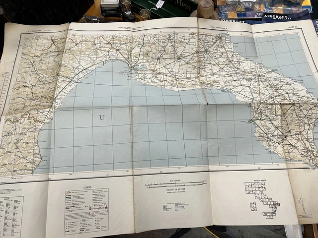 WW2 (1943) US ARMY ROAD MAP of ITALY (SHEET 21) - For ALLIED INVASION ...