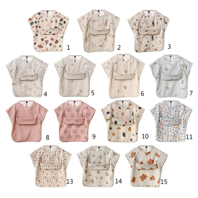 BABY BIB PU No Sleeve Waterproof Cartoon Saliva Towel Feeding Burp ...