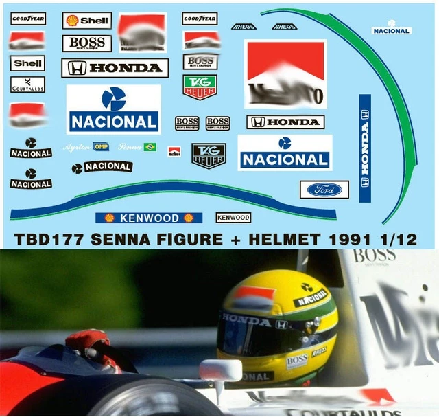 1/12 DECALS PER AYRTON SENNA DRIVER FIGURE 1991 MP4/6 TBD177 EUR 11,00 ...