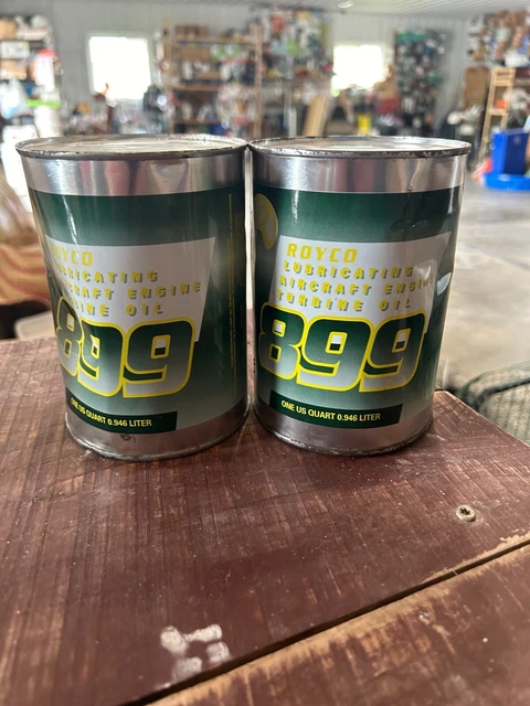 NEW 2-PACK LOT Full Royco 899 Aircraft Engine Turbine Oil 1 Quart METAL ...