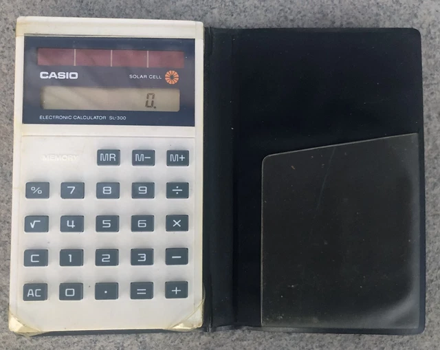 VINTAGE CASIO SL-300 Solar Cell Electronic Calculator with Case Made in ...