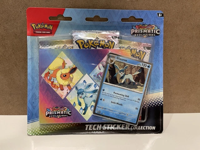 POKEMON PRISMATIC EVOLUTIONS Tech Sticker Collection Glaceon 3 Booster ...