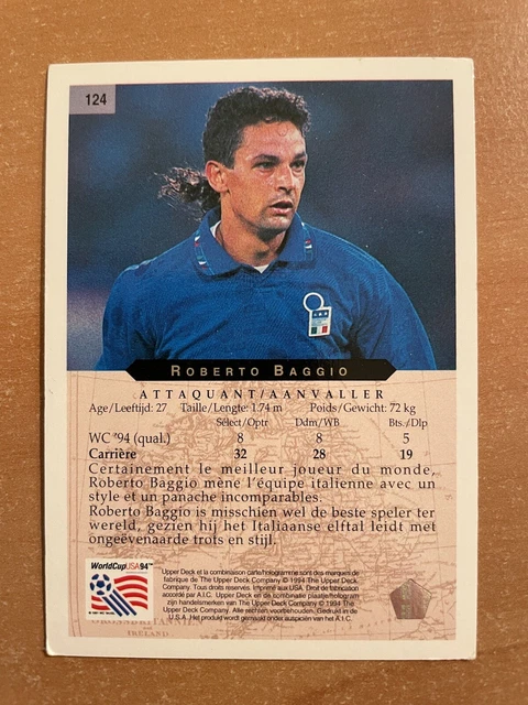 ROBERTO BAGGIO FOOTBALL Card Upper Deck Usa 94 Panini 1994 Wm94 EUR 1 ...