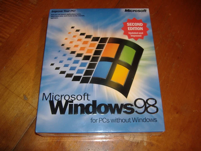 WINDOWS 98 SE Second Edition Full Install Pc Big Box Sealed New $499.95 ...
