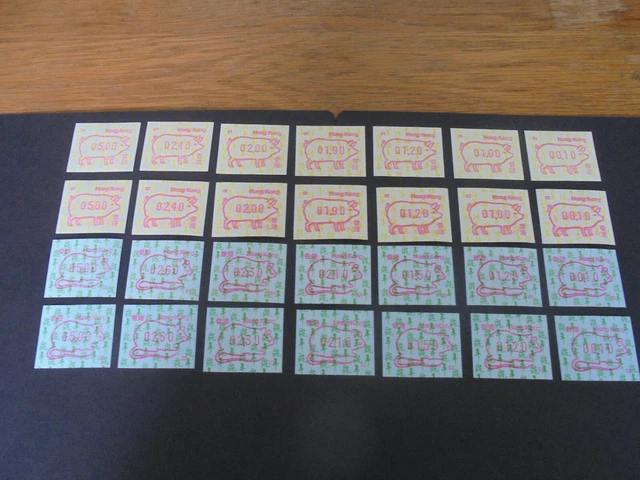 HONG KONG 'FRAMA' Stamp Labels . Full Sets Year of Pig and Rat '01+02 ...