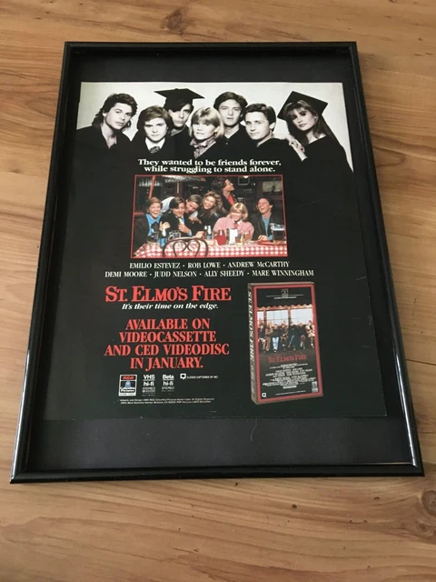 ST ELMOS FIRE-DEMI MOORE/ROB LOWE-Original A3 framed poster size promo ...
