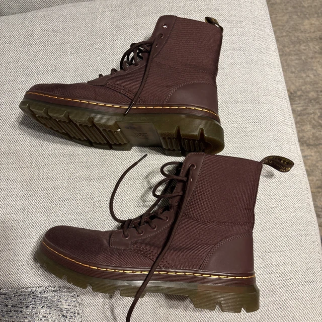DR. MARTENS COMBS Nylon Combat Boots Oxblood Burgundy Men's 9 Women's ...
