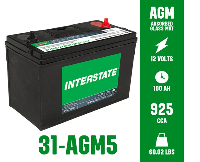 INTERSTATE BATTERIES MARINE Deep Cycle Battery Group Size 31 12V 100Ah ...
