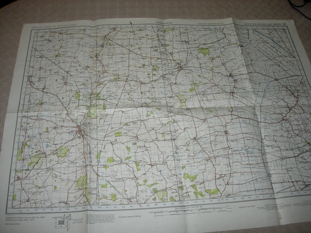 ORIGINAL 1940 WW2 Ordanance Survey Maps Grantham OS Maps Sheet 55 £9.50 ...