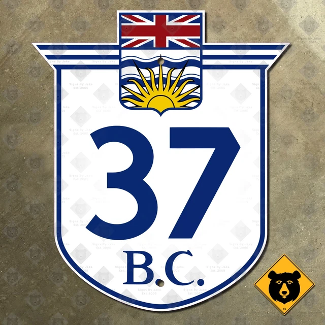 BRITISH COLUMBIA STEWART Cassiar Highway 37 road route sign Dease Lake ...