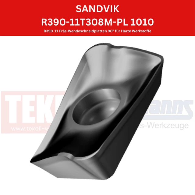 10 X SANDVIK R390-11T308M-PL 1010 Fräs-wendeplatten for Hard Materials ...