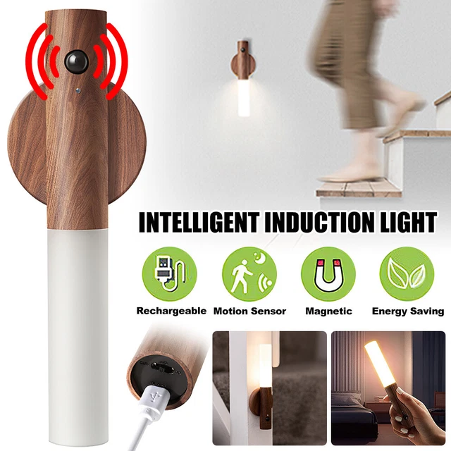 RECHARGEABLE WALL LIGHT Automatic Motion Sensor Cordless Smart Night ...