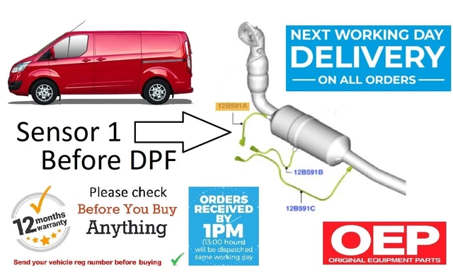 ABGASTEMPERATURSENSOR FÜR FORD Transit 2.2 TDCi MK8 vor DPF Sensor 1 ...