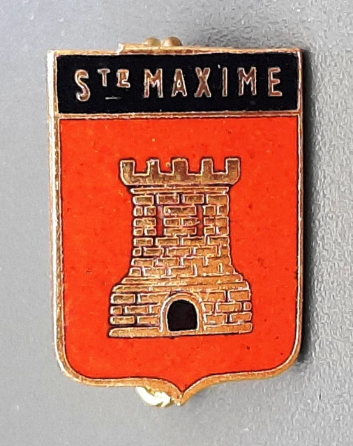 INSIGNE ÉMAIL SAINTE MAXIME Ville Blason Héraldique miniature PIN 1960 ORIGINAL EUR 7,99 ...