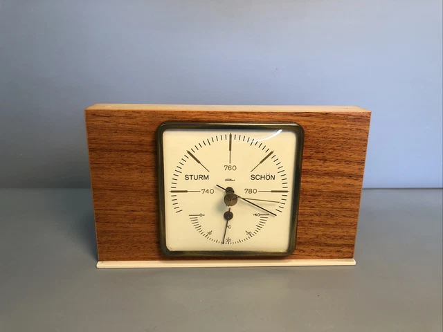 VINTAGE WETTERSTATION FISCHER Barometer Thermometer | Holz 70er Jahre # ...