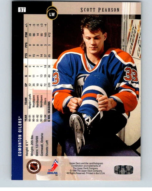 1994-95 PONT SUPÉRIEUR #97 Scott Pearson Edmonton Oilers V90492 EUR 0,82 - PicClick FR