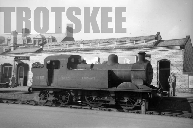 LARGER NEGATIVE BR British Railways Steam Loco 41901 Class 2P Morecambe ...