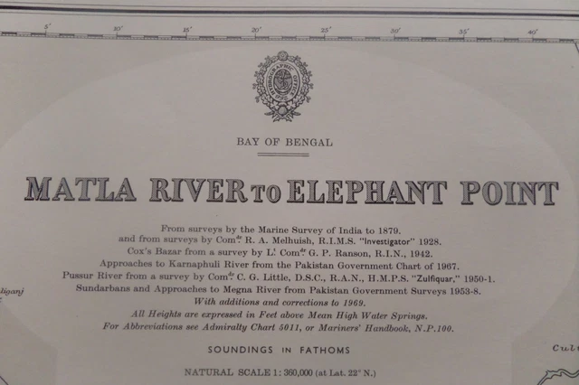 VINTAGE ADMIRALTY CHART Matla River To Elephant Point £24.59 - PicClick UK