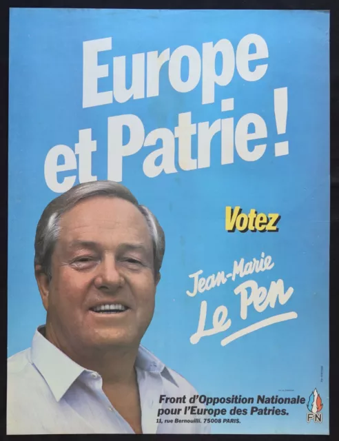 AFFICHE FN FRONT National Jean-Marie Le Pen Europe et Patrie 60x80cm ...