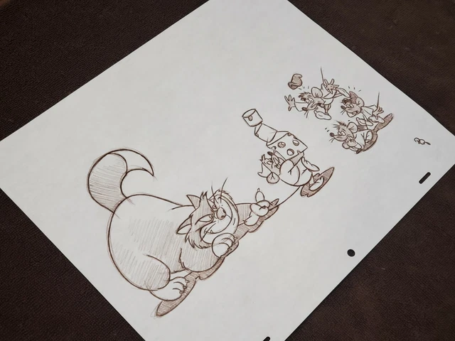 DISNEY CINDERELLA LUCIFER Jac Gus Gus Drawing/sketch animation signed ...