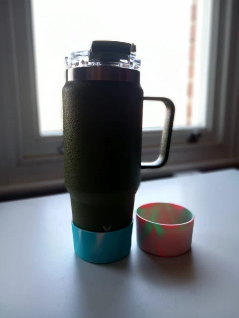 MEOKY 32OZ OLIVE GREEN STAINLESS STEEL THERMOS CUP & 2x NON SLIP BOTTOM ...