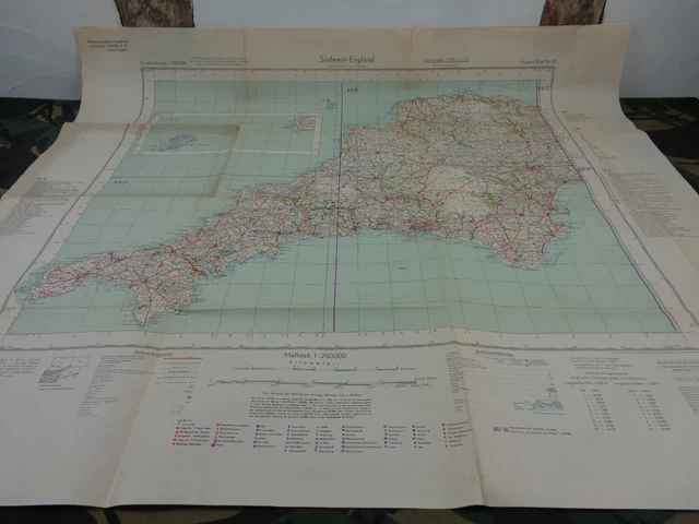 WW2 &RESTRICTED& GERMAN ARMY map of KEY MILITARY TARGETS in SOUTH WEST ...