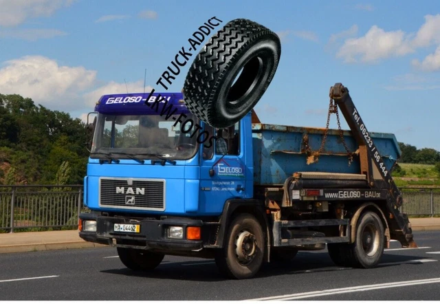 OLDTIMER TRUCK PHOTO, Lkw Foto, MAN M90 Absetzkipper, Geloso-Bau EUR 1 ...