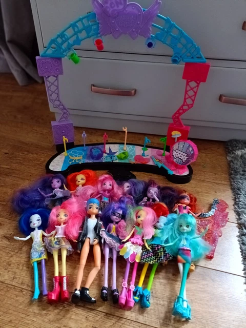 MY LITTLE PONY Equestria Girls Rainbow Rocks Stage and 13 Dolls Bundle ...