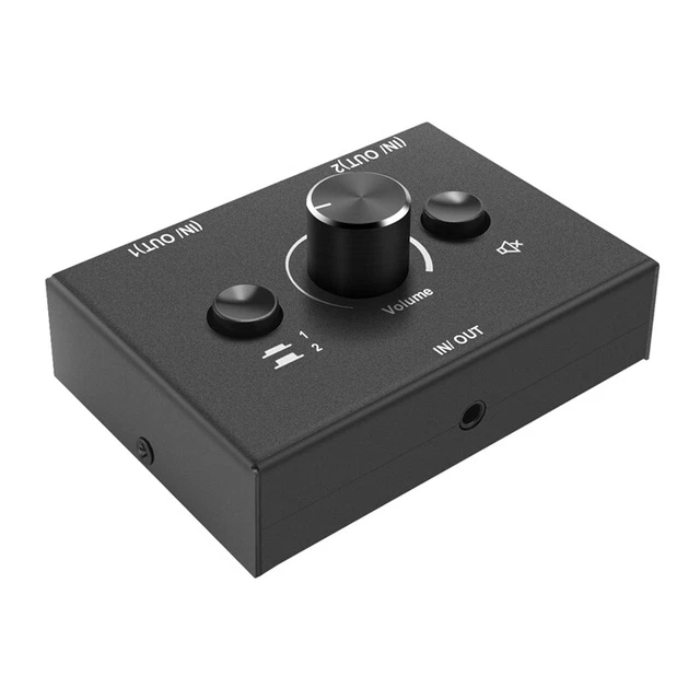 3.5MM 2 INPUT 1 Output/1 Input 2 Output Audio Switcher Box -Key Mute ...