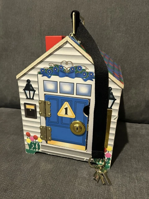 MELISSA & DOUG Wooden Toy Mini Dolls House 4 Doorbell Sounds & 4 Keys ...