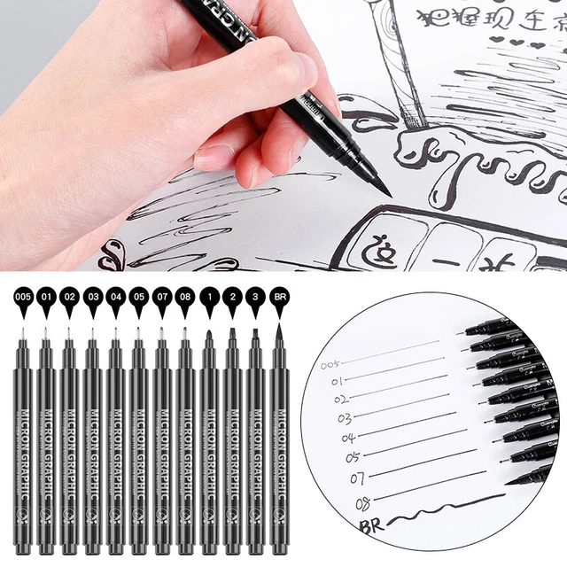 MICRO-PEN,FINELINER INK PENS, Black Fineliner Drawing Pen, Waterproof ...