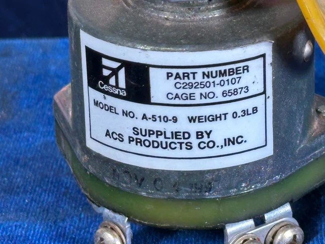 CESSNA (ACS) IGNITION Switch With Key Model# A-510-9 P/N: C292501-0107 ...