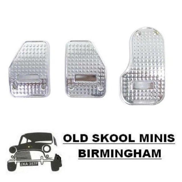 CLASSIC MINI CHROME Alloy Pedal Set Clutch Brake Throttle Morris Austin ...