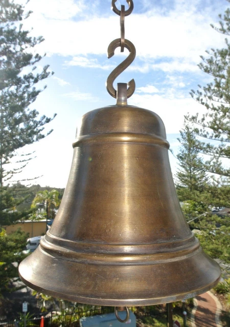 VERY LARGE HEAVY SHIP Door school Bell chain brass old style heavy ...