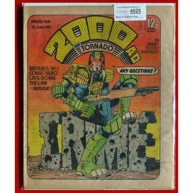 2000AD PROG 168 Judge Dredd Tornado Comic Book Issue 12 7 80 UK 1980 ...