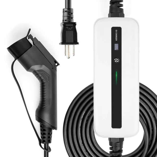 15A PORTABLE EV Charger Electric Car Charging Cable NEMA5-15 EVSE 110V ...