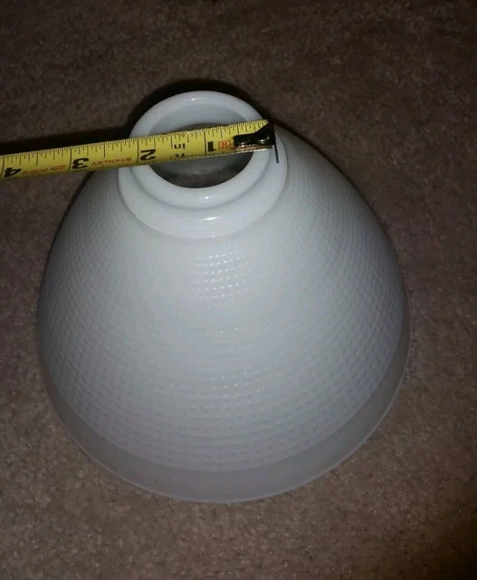 WHITE MILK GLASS Diffuser 8” Lamp Shade Corning 820120 Waffle 2 1/4 ...
