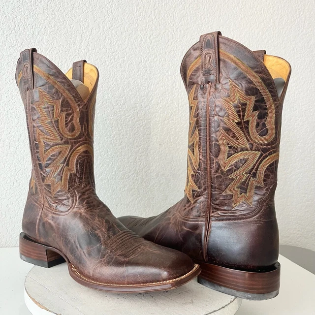 ROD PATRICK MENS Cowboy Boots Cognac Leather Western Square Toe Size 15 ...