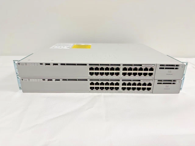 (2) CISCO C9200-24P-E Catalyst 9200 Switch 24 port POE+ w/Stack Kit ...