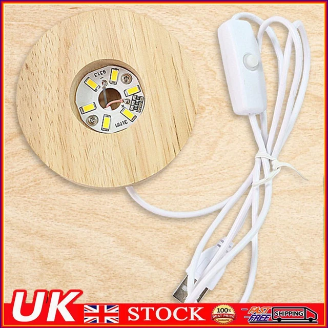 4 INCH LED Display Stand Wooden Light Up Base Round for Resin Art (Warm ...
