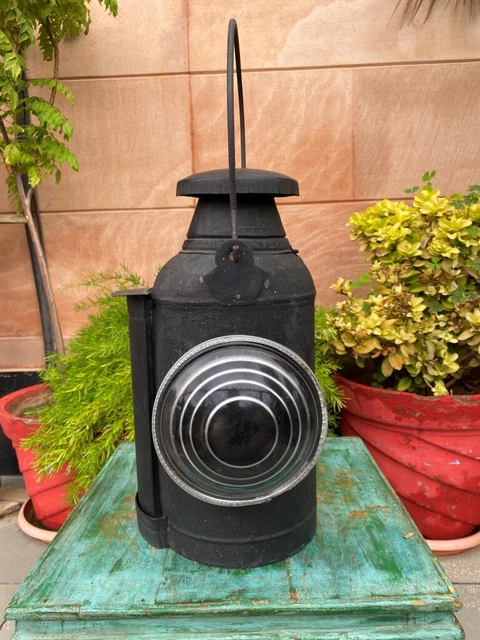 RESTORED VINTAGE GENUINE Iron Made Railway Hand Signal Lantern Lighting ...