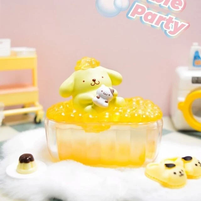 Sanrioed Bathing Collection Kawaii Cartoon Pompompurin Decoration Cute