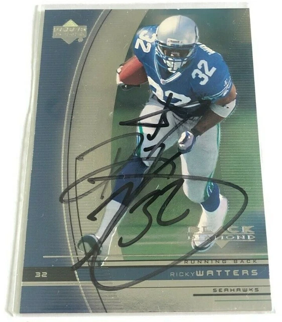 1999 UD BLACK Diamond Ricky Watters #97 Autograph Seattle Seahawks ...