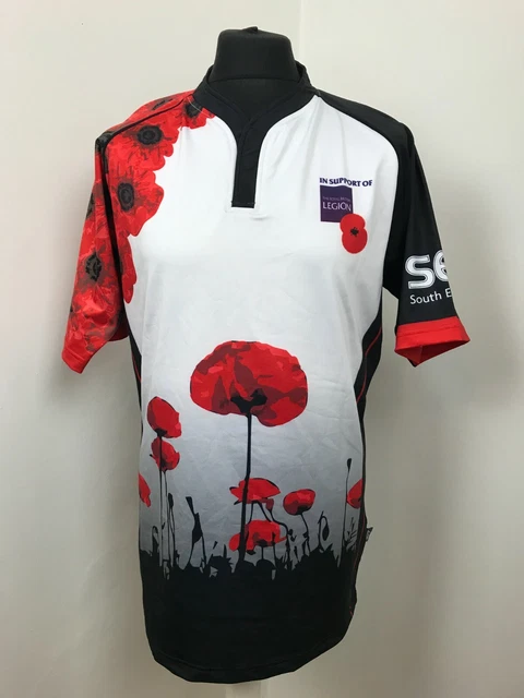 REMEMBRANCE DAY UK ARMY Home Rugby Shirt POPPIES ENGLAND Rugby Jersey ...