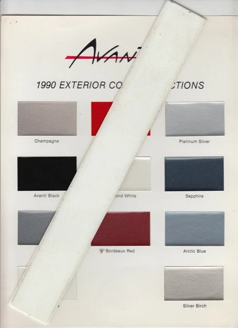 1990 AVANTI CARS US Exterior Color Chart - Avanti Motor Corporation EUR ...