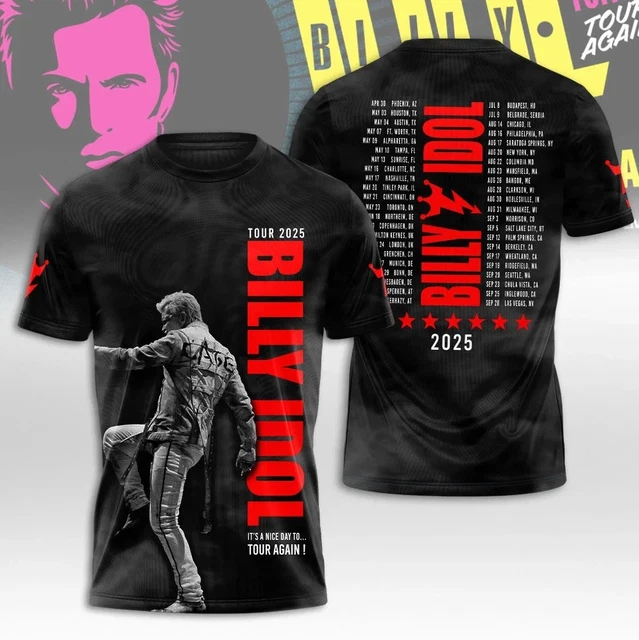 BILLY IDOL - 2025 Tour Rock Rebel 3D Shirt Edgy Street Style £19.93 ...